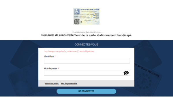 Renouvellement de la carte stationnement handicapé en ligne